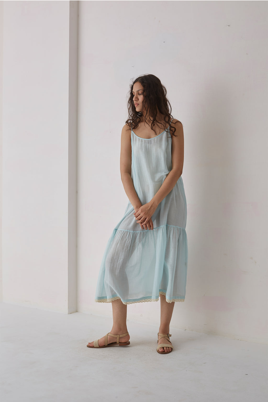 Cotton silk underlayer with lace for Women By EKA Design India